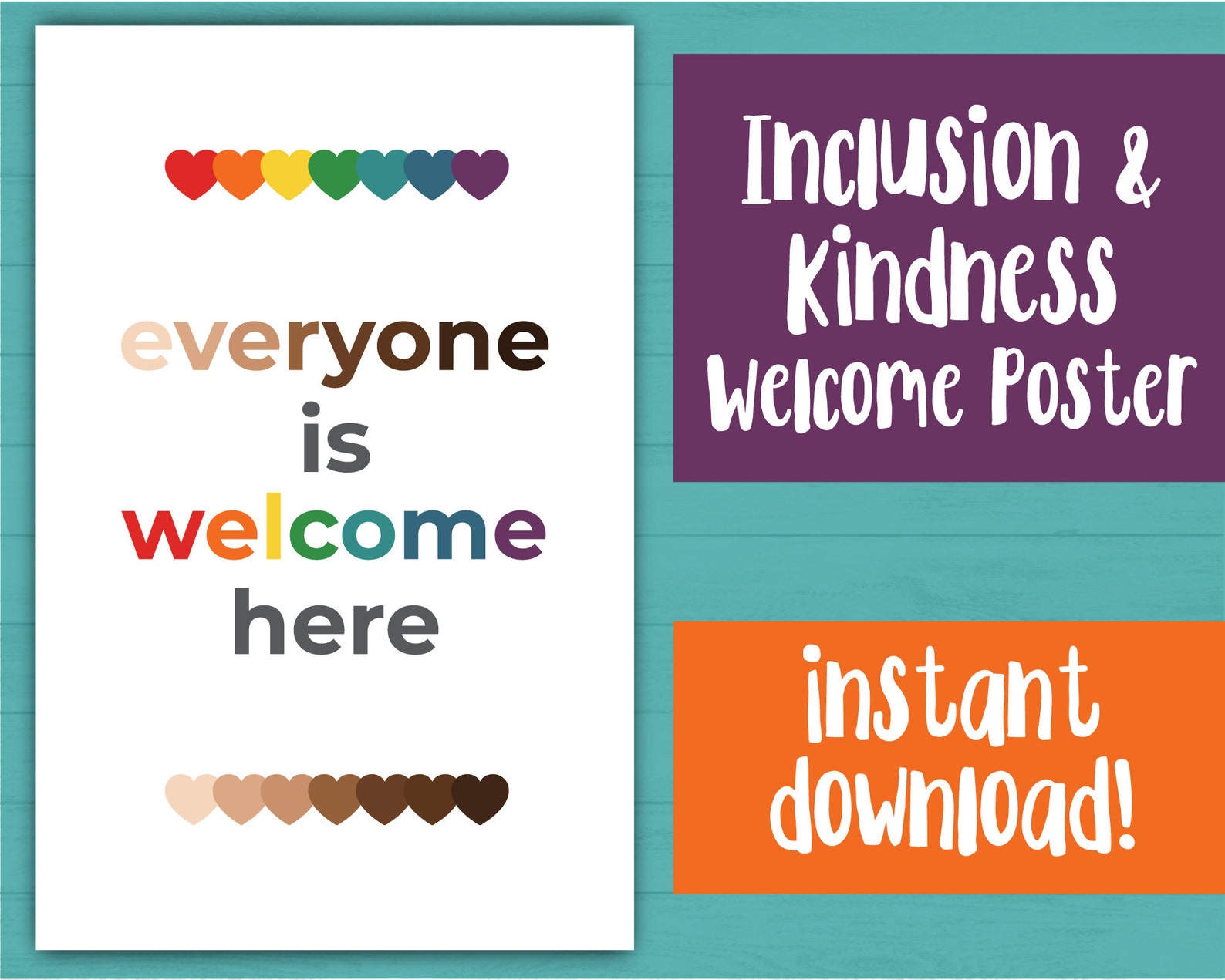 Everyone is Welcome Here: Digital Download Poster - Rainbow Kindness ...