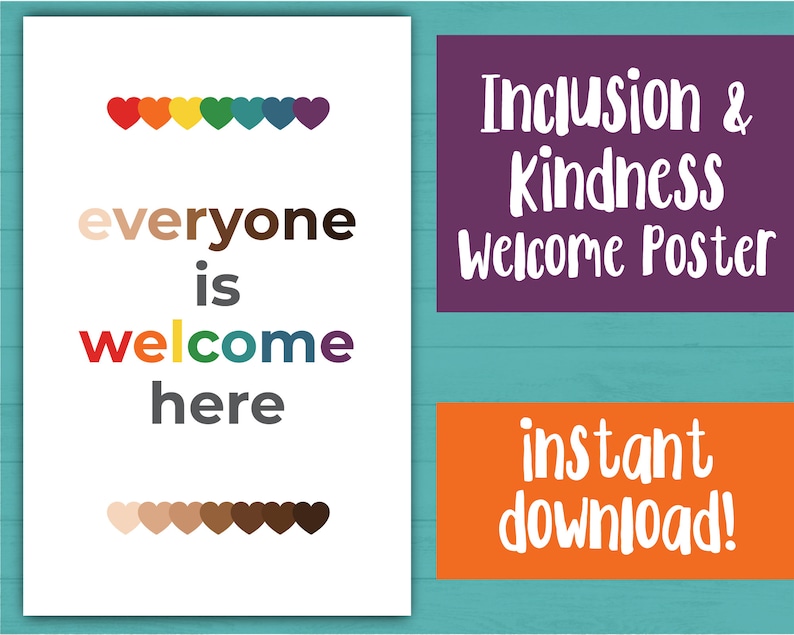 Everyone is Welcome Here: Digital Download Poster Rainbow - Etsy