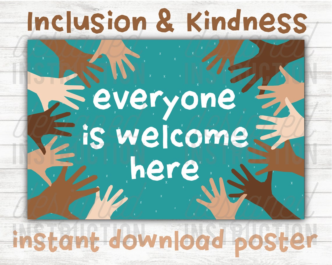 Everyone is Welcome Here Poster Classroom Decor School - Etsy