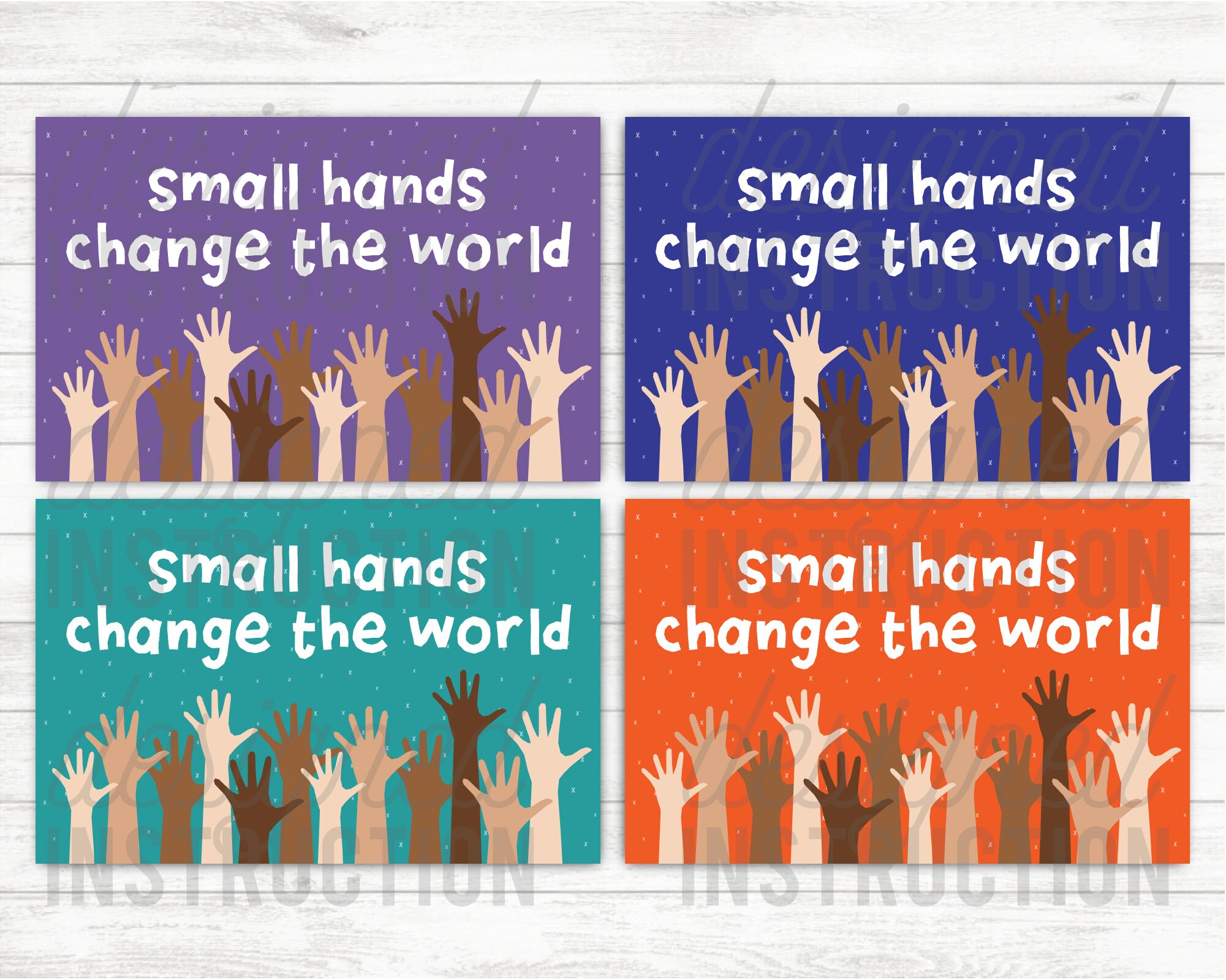 INSTANT DOWNLOAD Small Hands Change the World Poster Pack: Kindness ...