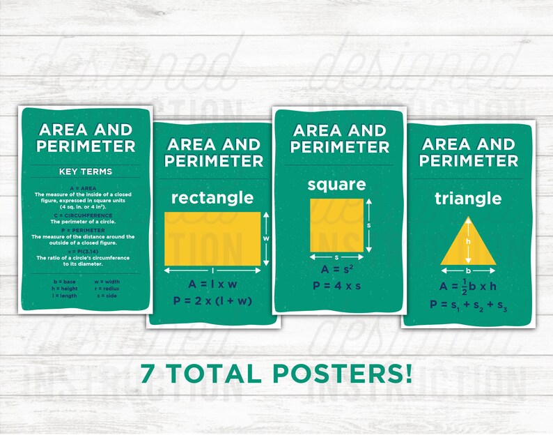 Area and Perimeter Set: Instant Download Math Geometry Classroom Decor ...