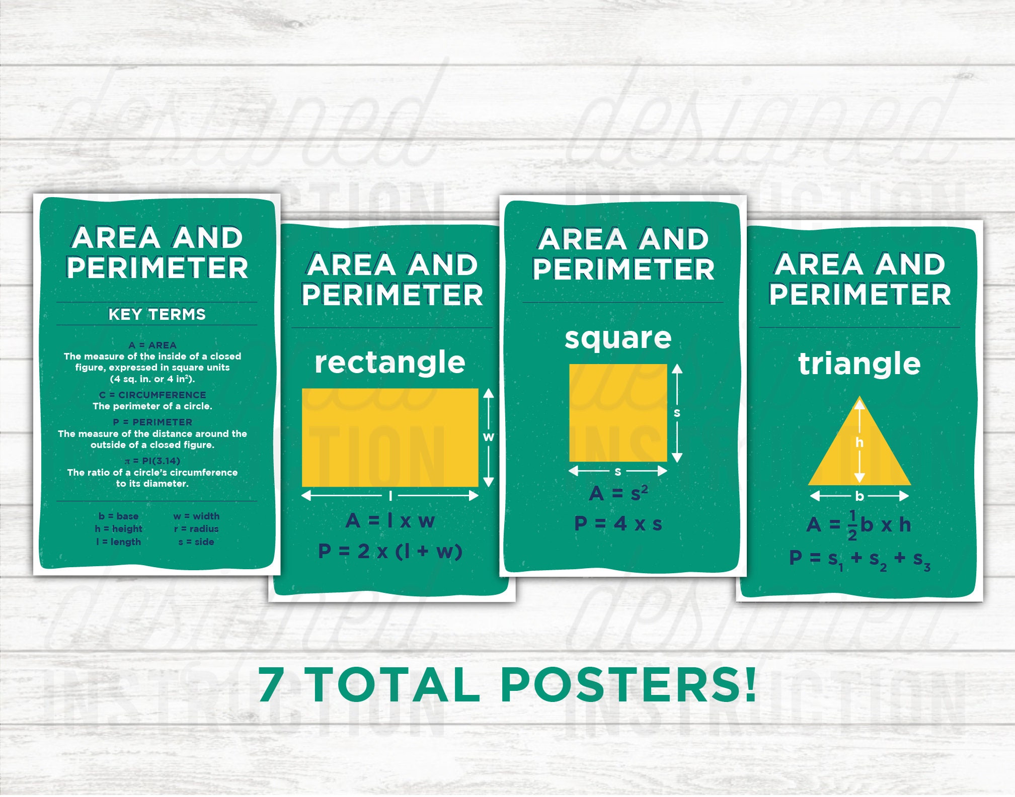 Area and Perimeter Set: Instant Download Math Geometry Classroom Decor ...