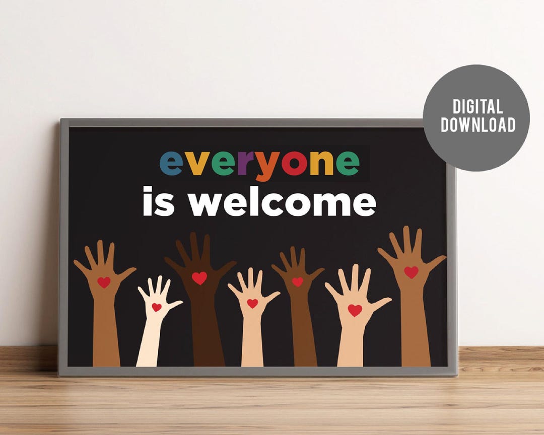 Everyone is Welcome Poster: Classroom Poster, Classroom Decor, Kindness ...