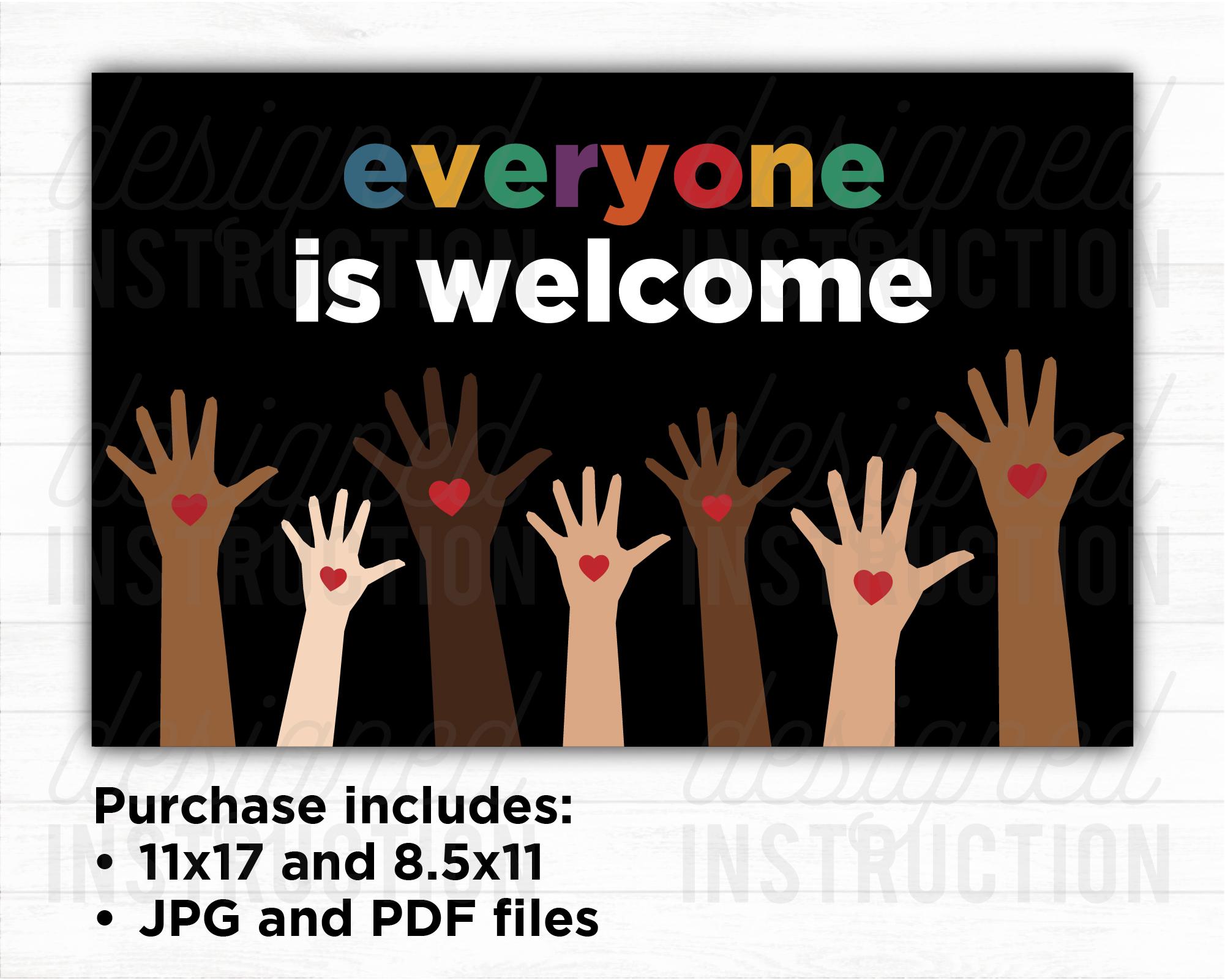 Everyone is Welcome Poster: Classroom Poster, Classroom Decor, Kindness ...