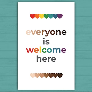 Everyone is Welcome Here Poster, Classroom Inclusion Poster, Diversity ...