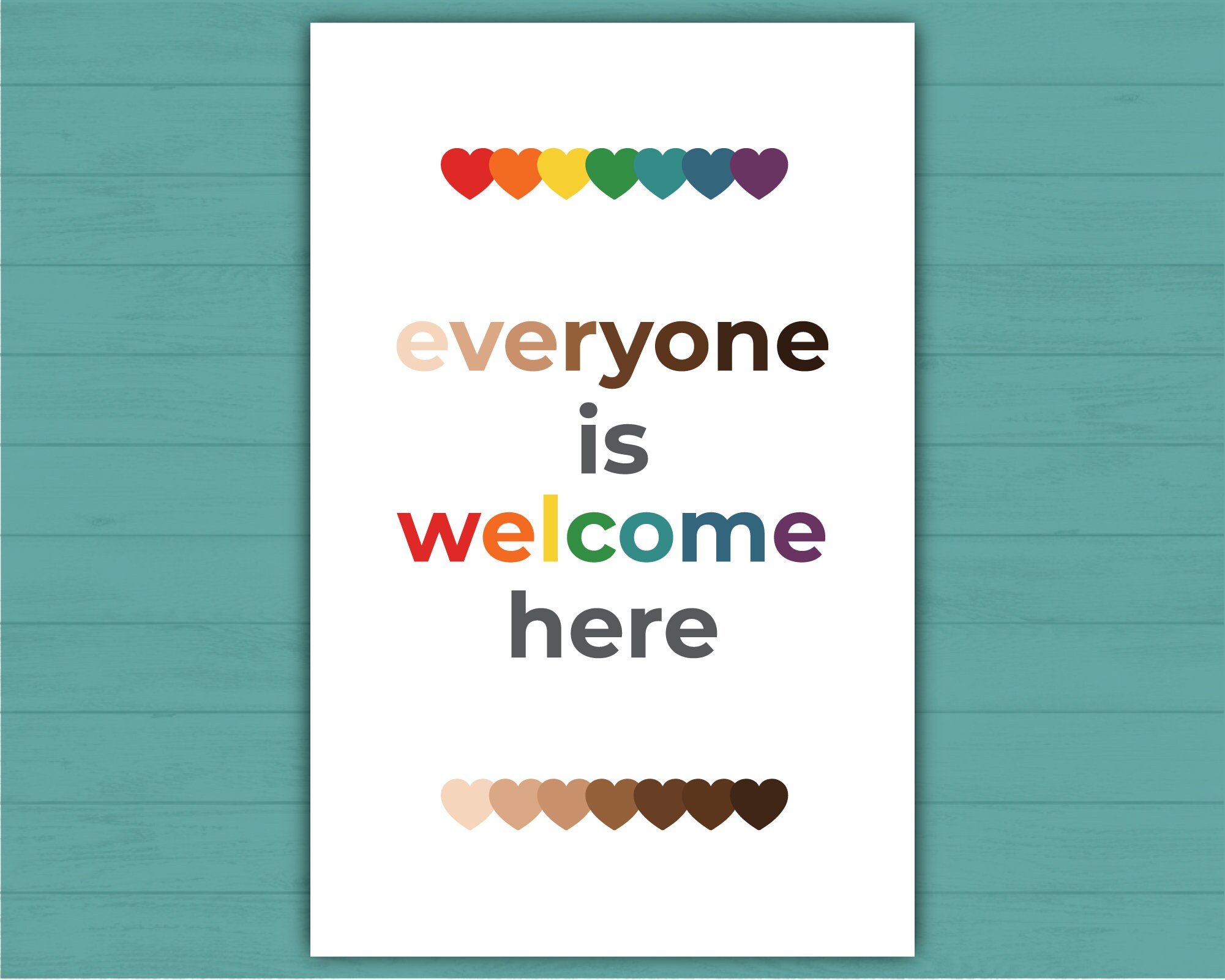 Everyone is Welcome Here Poster, Classroom Inclusion Poster, Diversity ...