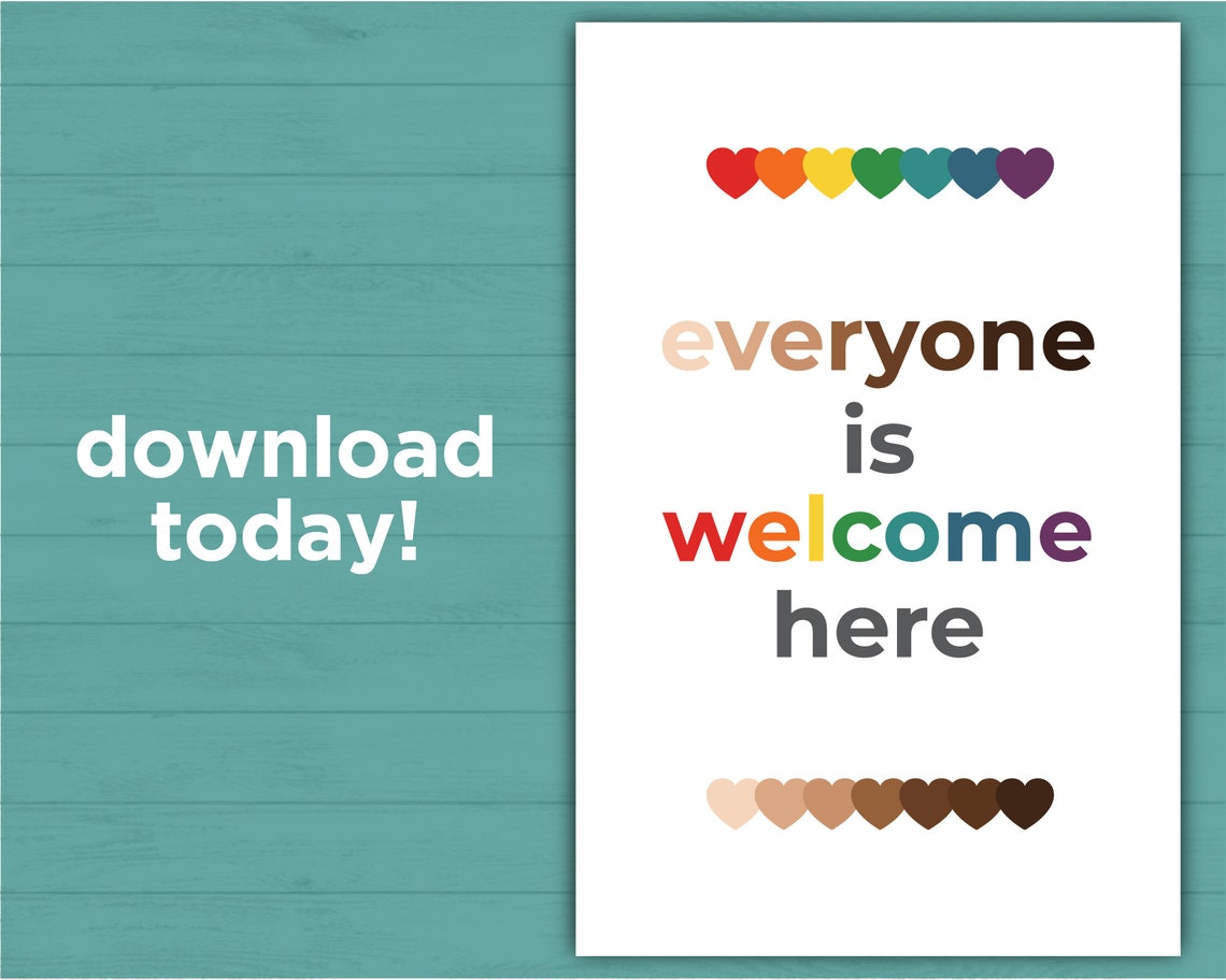 Everyone is Welcome Here Poster Classroom Inclusion Poster - Etsy