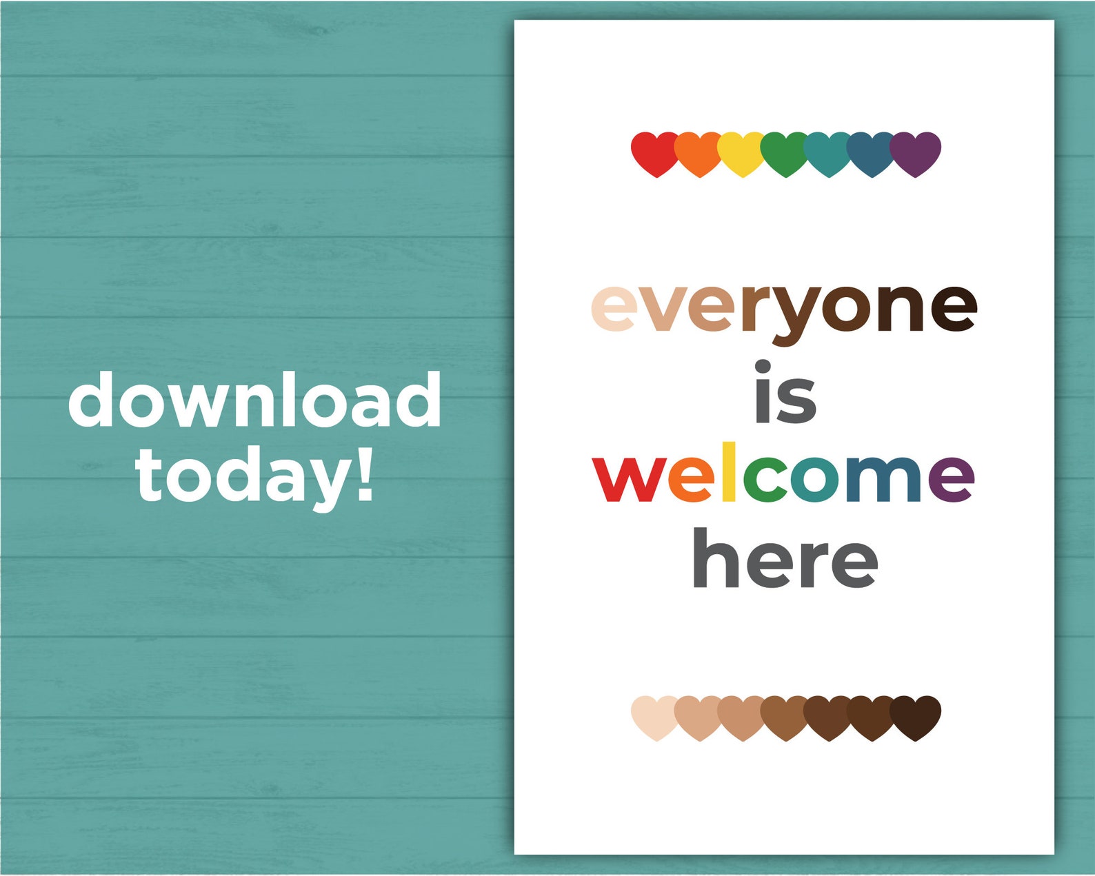 Everyone is Welcome Here Poster, Classroom Inclusion Poster, Diversity ...