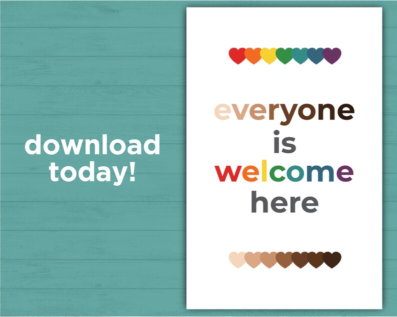 Everyone is Welcome Here Poster, Classroom Inclusion Poster, Diversity ...