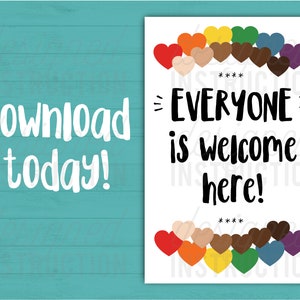 Everyone is Welcome Here Poster, Classroom Poster, Classroom Decor ...