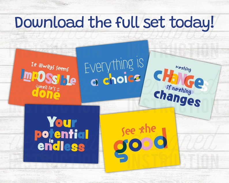Classroom Motivational Poster Set: Colorful Decor (digital Download) - Etsy