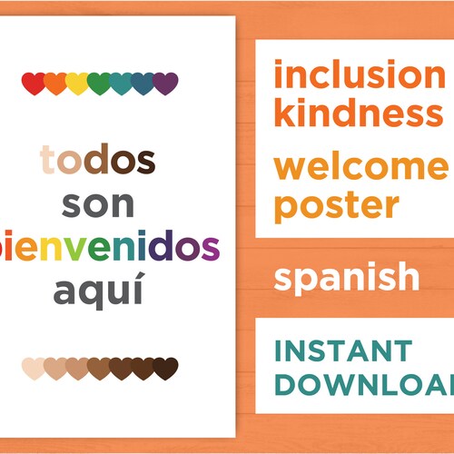 Everyone is Welcome Here Poster Spanish Class Poster - Etsy