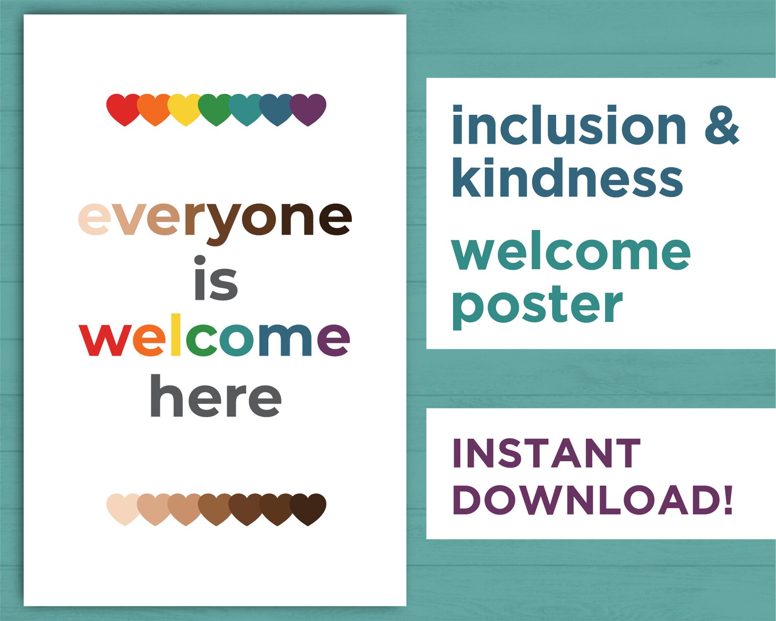 Everyone is Welcome Here Poster, Classroom Inclusion Poster, Diversity ...