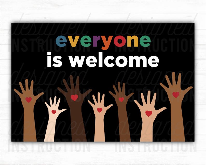 Everyone is Welcome Poster: Classroom Poster, Classroom Decor, Kindness ...