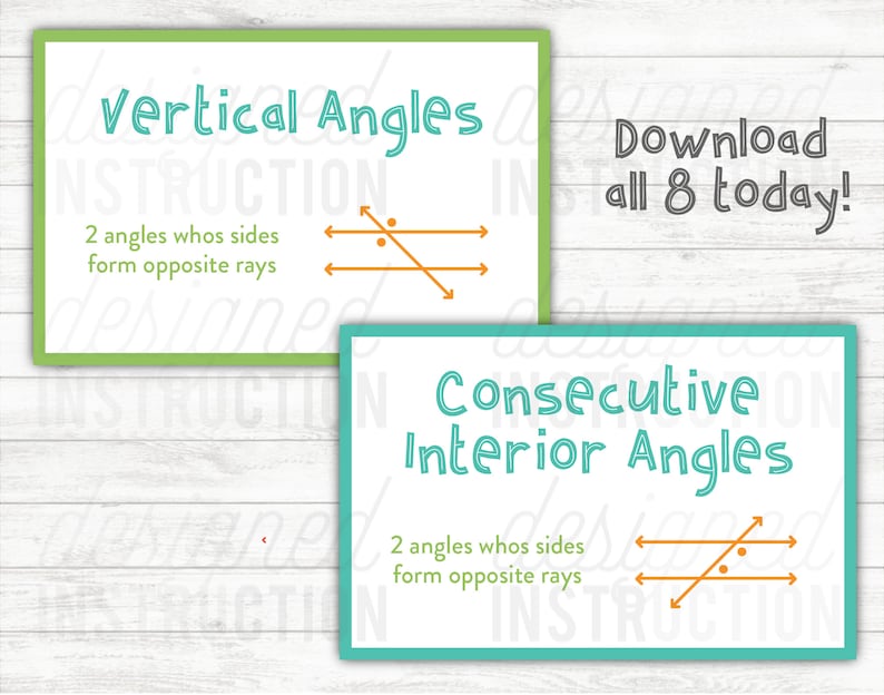 Parallel Lines Cut by a Transversal Set: Instant Download Geometry ...