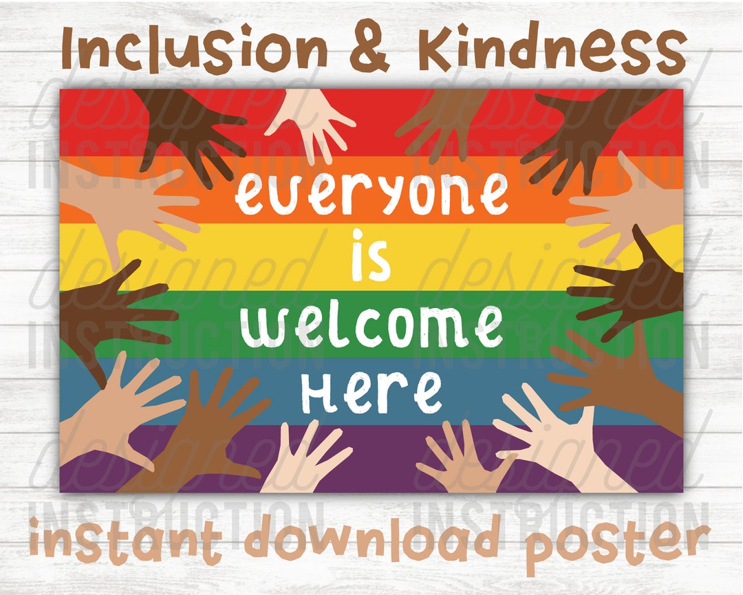 Everyone is Welcome Here Rainbow Poster: Classroom Poster, Classroom ...