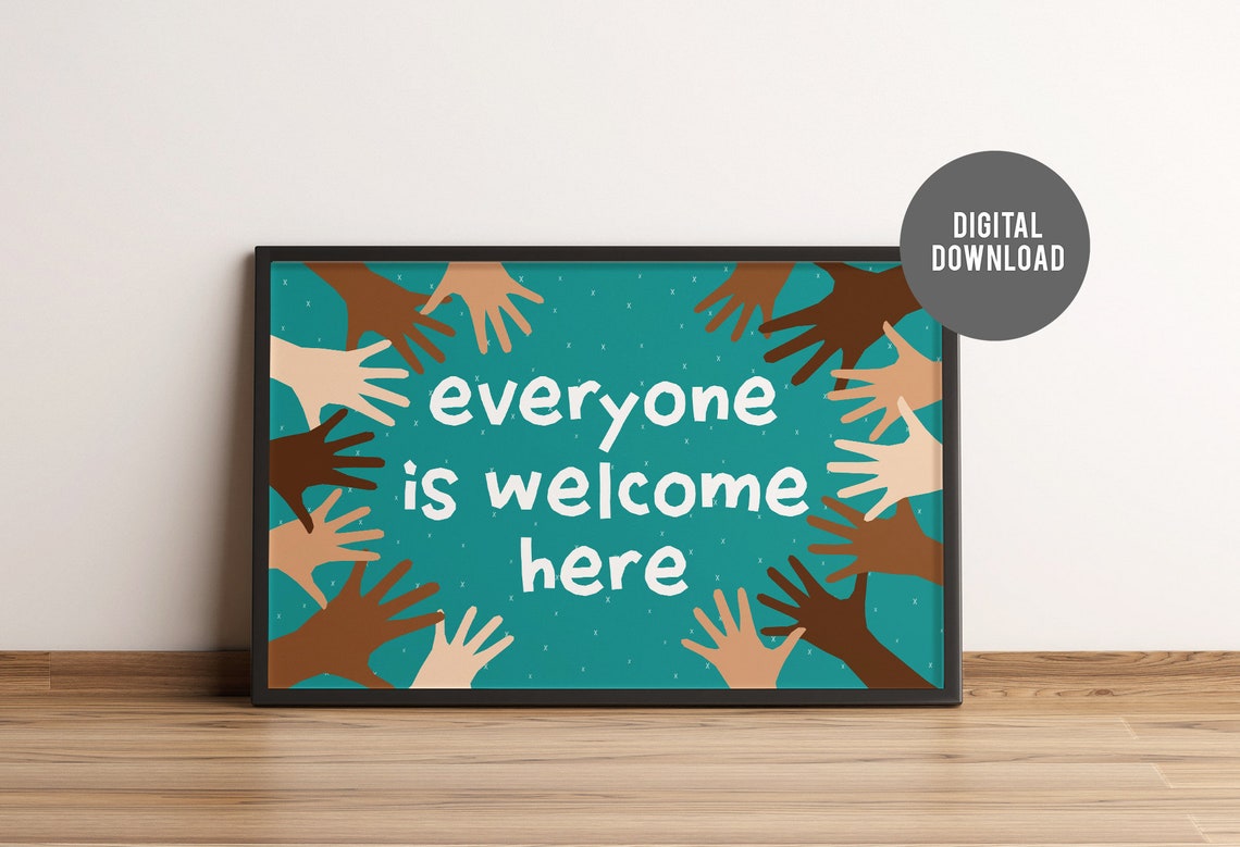 Everyone is Welcome Here Poster: Classroom Posters, Classroom Decor ...