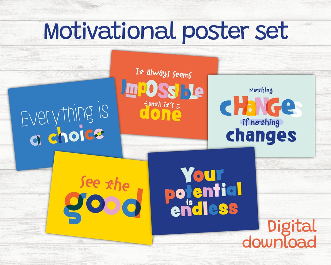Classroom Motivational Poster Set: Colorful Decor (digital Download) - Etsy
