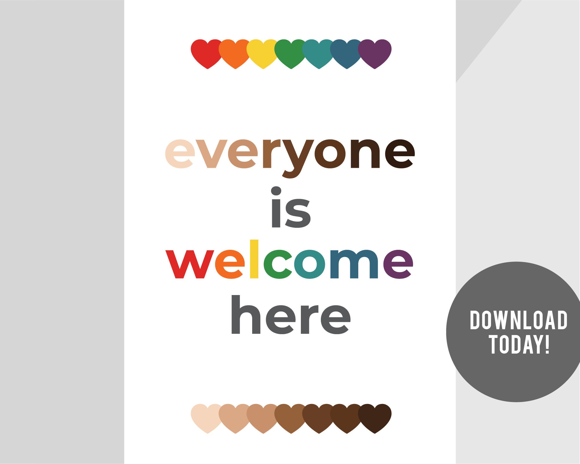 Everyone is Welcome Here: Digital Download Poster - Rainbow Kindness ...