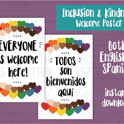 Everyone is Welcome Here Rainbow Poster: Classroom Poster - Etsy