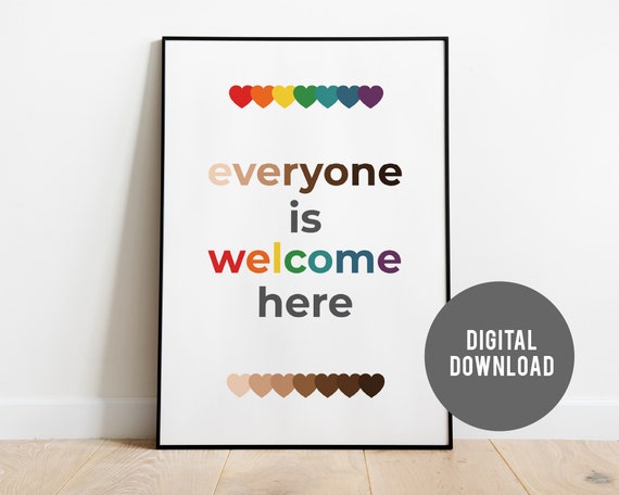 Everyone is Welcome Here: Digital Download Poster Rainbow - Etsy