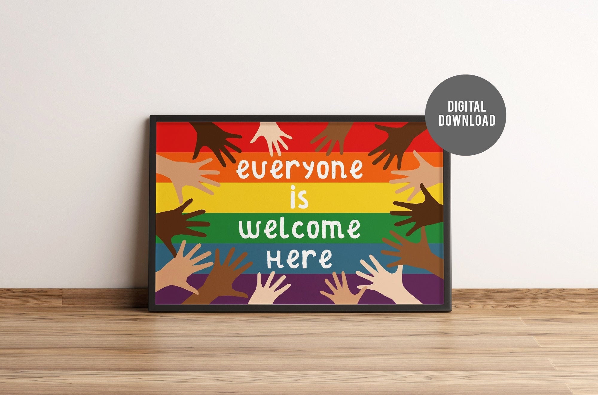 Everyone is Welcome Here Rainbow Poster: Classroom Poster, Classroom ...
