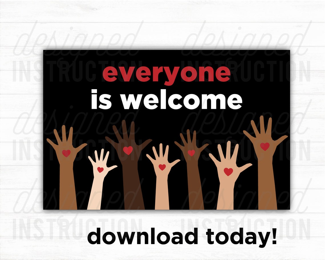 Everyone is Welcome Poster: Diversity Classroom Decor (digital Download ...