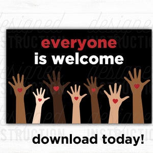 Everyone is Welcome Poster: Classroom Poster, Classroom Decor, Kindness ...