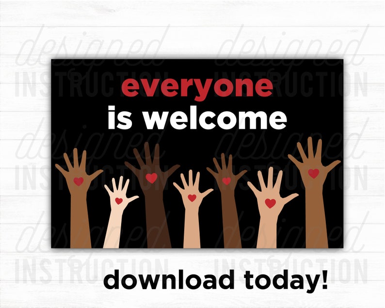 Everyone is Welcome Poster: Classroom Poster, Classroom Decor, Kindness ...