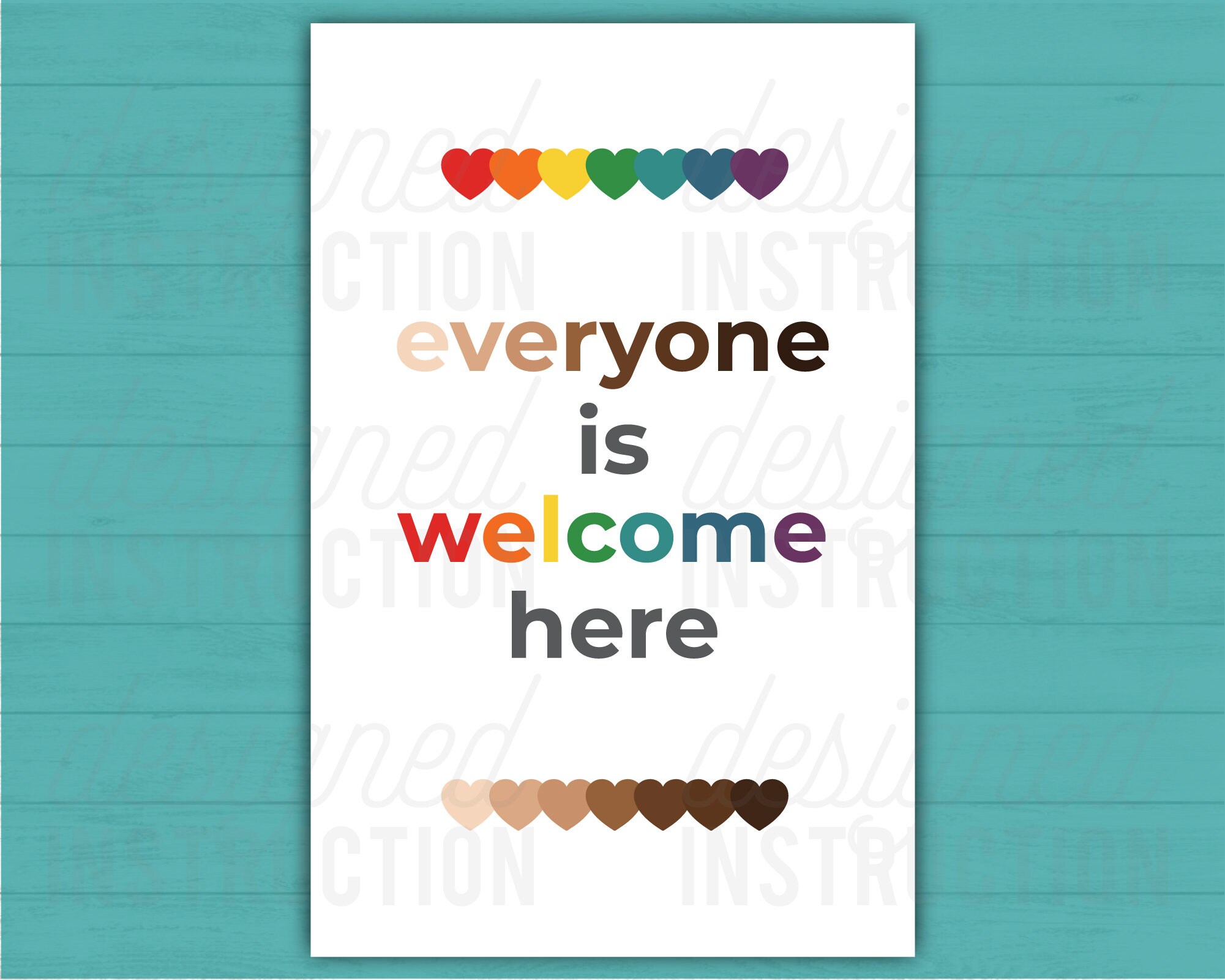 Everyone is Welcome Here: Digital Download Poster - Rainbow Kindness ...