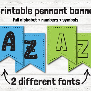 Printable Pennant Banner - Printable Full Alphabet - Etsy