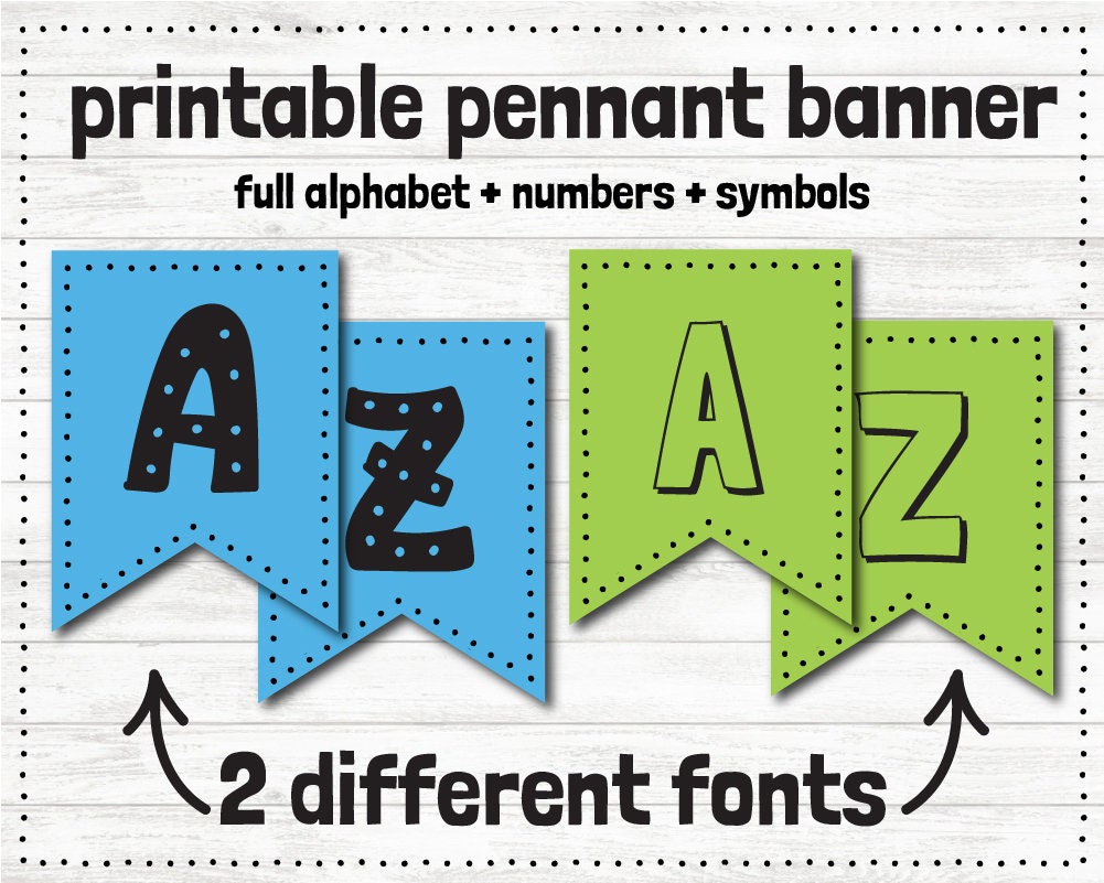 Printable Pennant Banner - Printable Full Alphabet - Etsy