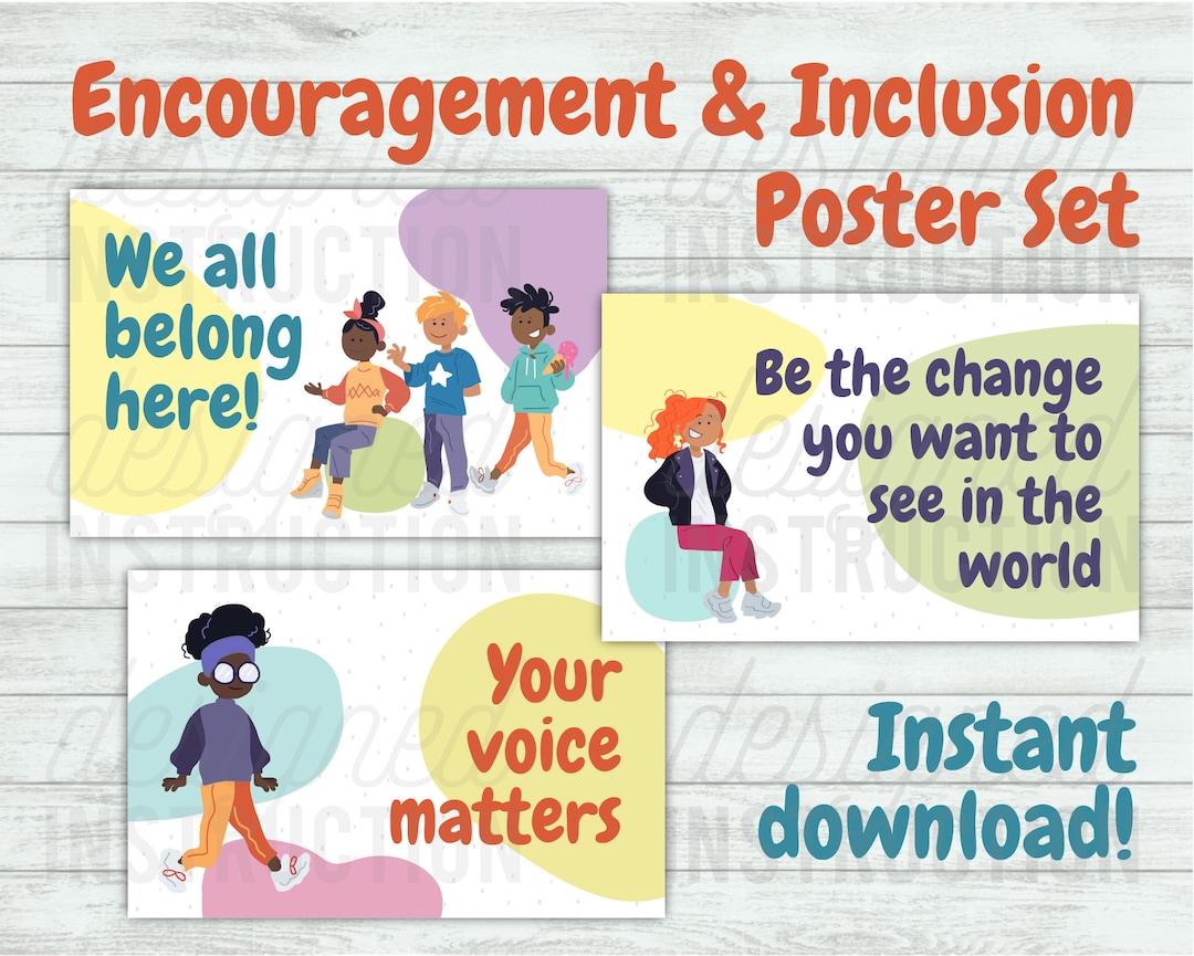 Inclusion & Encouragement DIGITAL Poster Set You Matter Kindness School ...