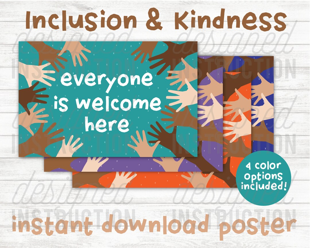 INSTANT DOWNLOAD Everyone is Welcome Here Poster Pack: Kindness ...