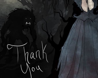 Wolf Thank You Card - Etsy