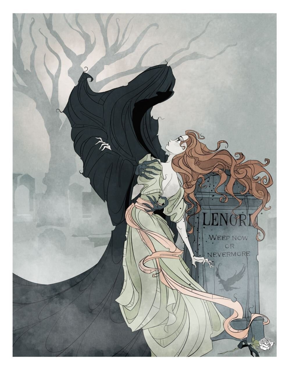 Lenore Edgar Allen Poe Poetry Art Print Death Grim Etsy
