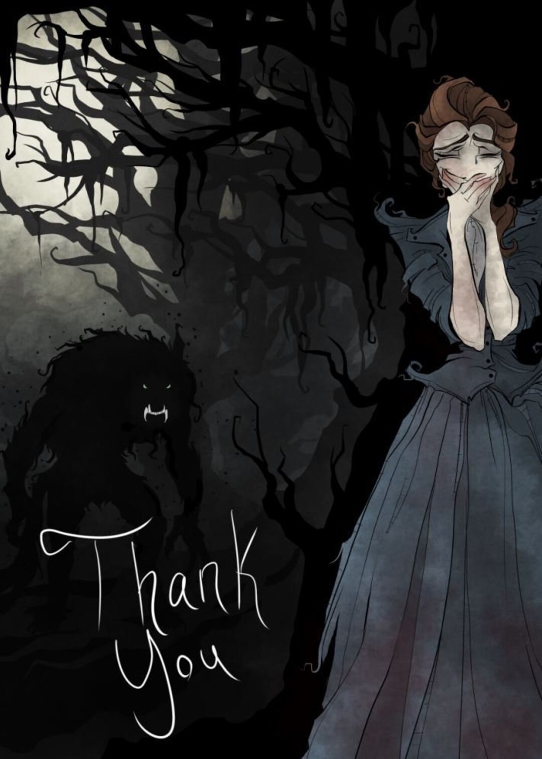 Thank You / Card / Funny / Dark Humor / Thanks / Werewolf / Gothic ...