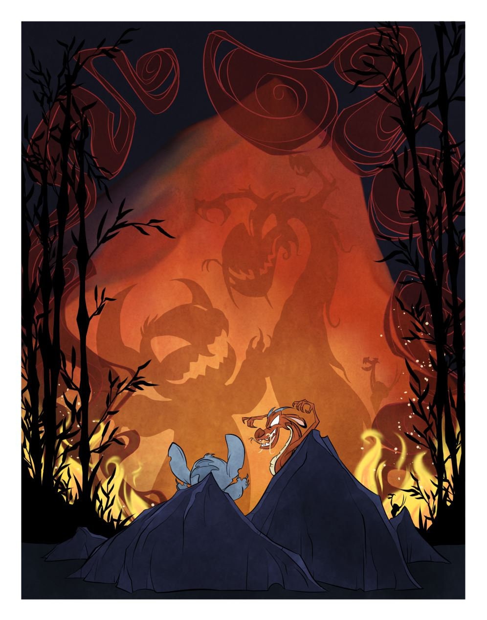 Mushu/ Chinese / Dragon / Stitch / Art Print / Mulan / Disney - Etsy UK