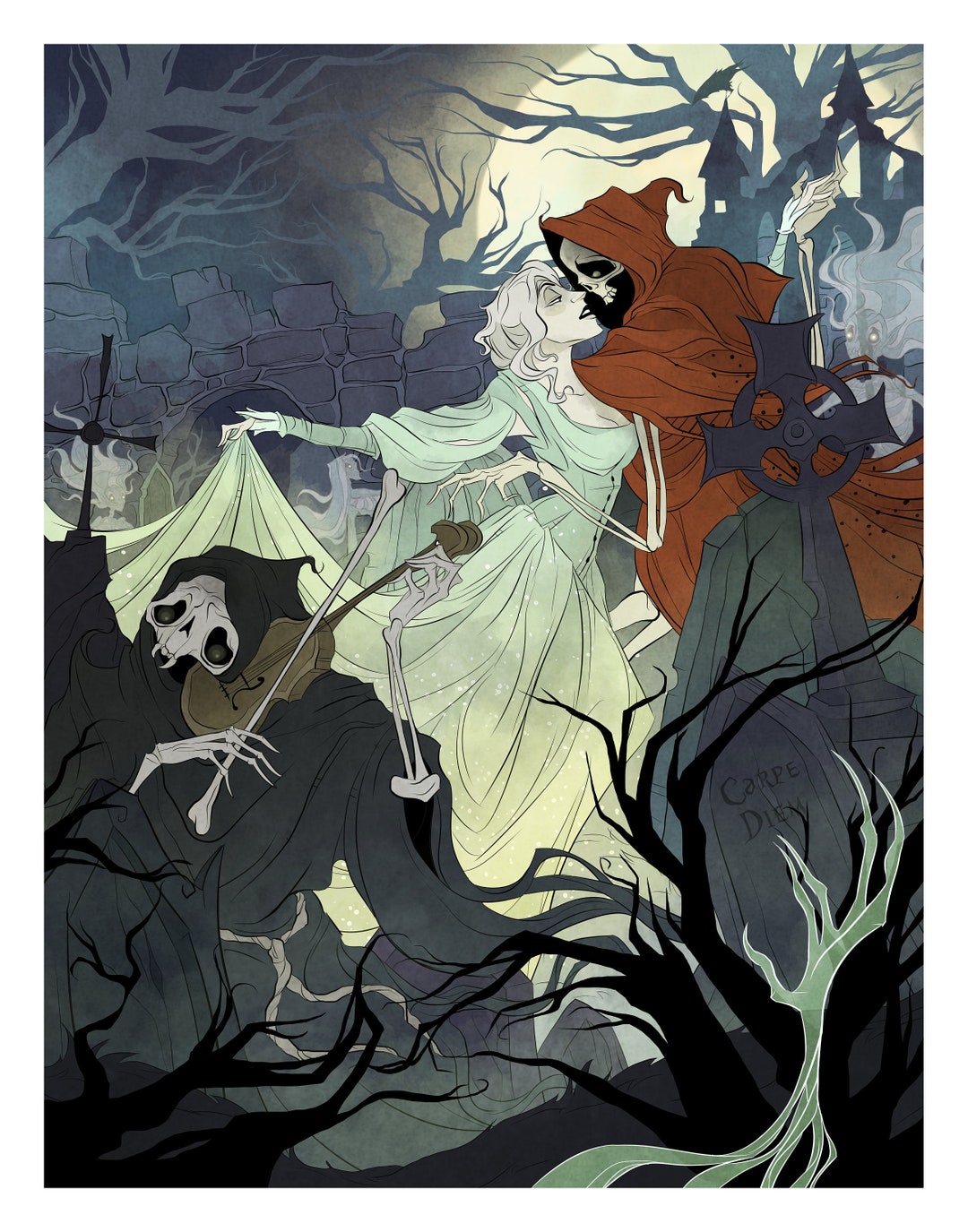 Dance of Death / Art Print / Gothe / Poetry / Death / Ghost / Gothic ...