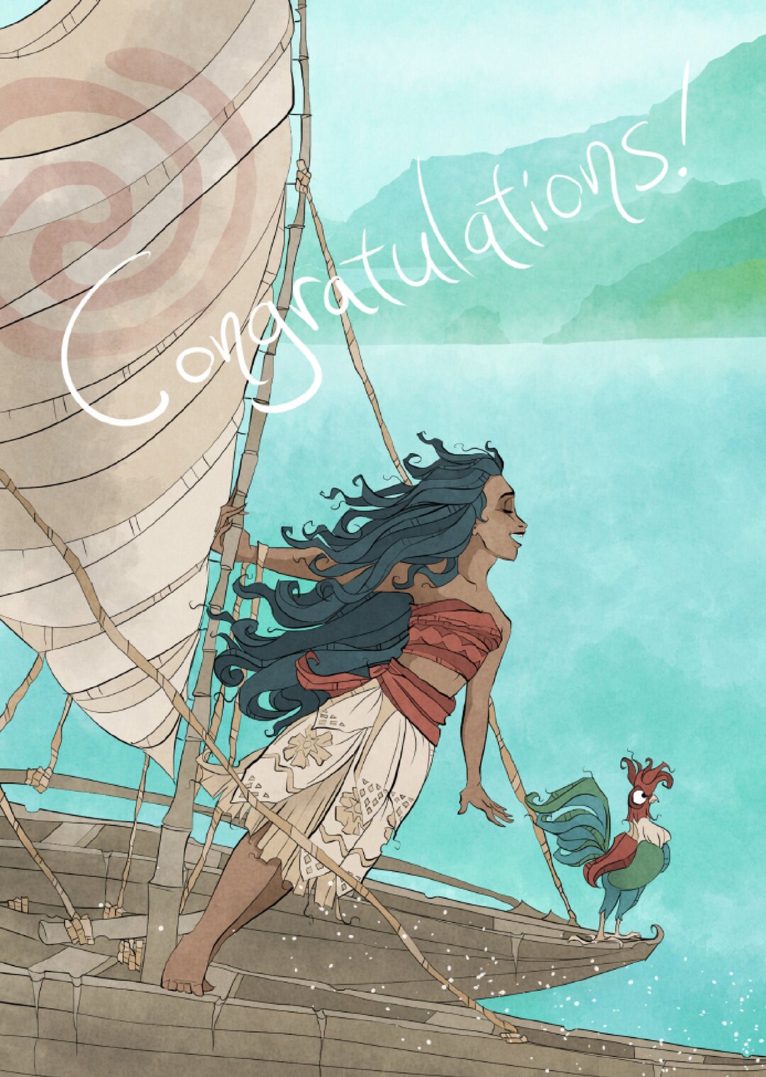 Congratulations / Card / Moana / Disney / Princess / Funny / Hilarious ...