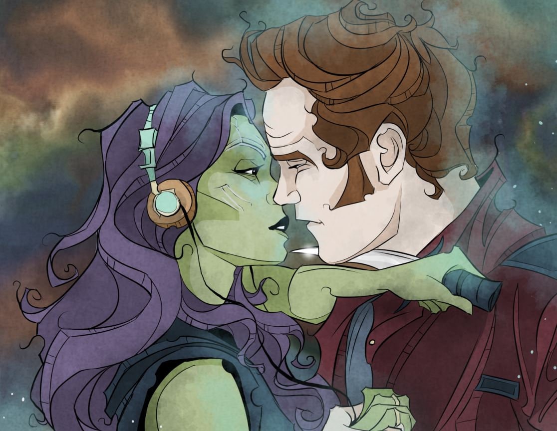 Gamora And Star Lord Kiss