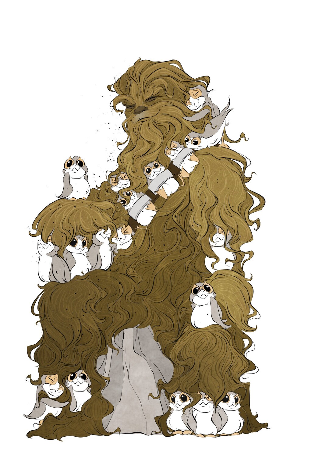 Chewbacca and Porgs / Sticker / Vinyl / Waterproof / Decal / - Etsy