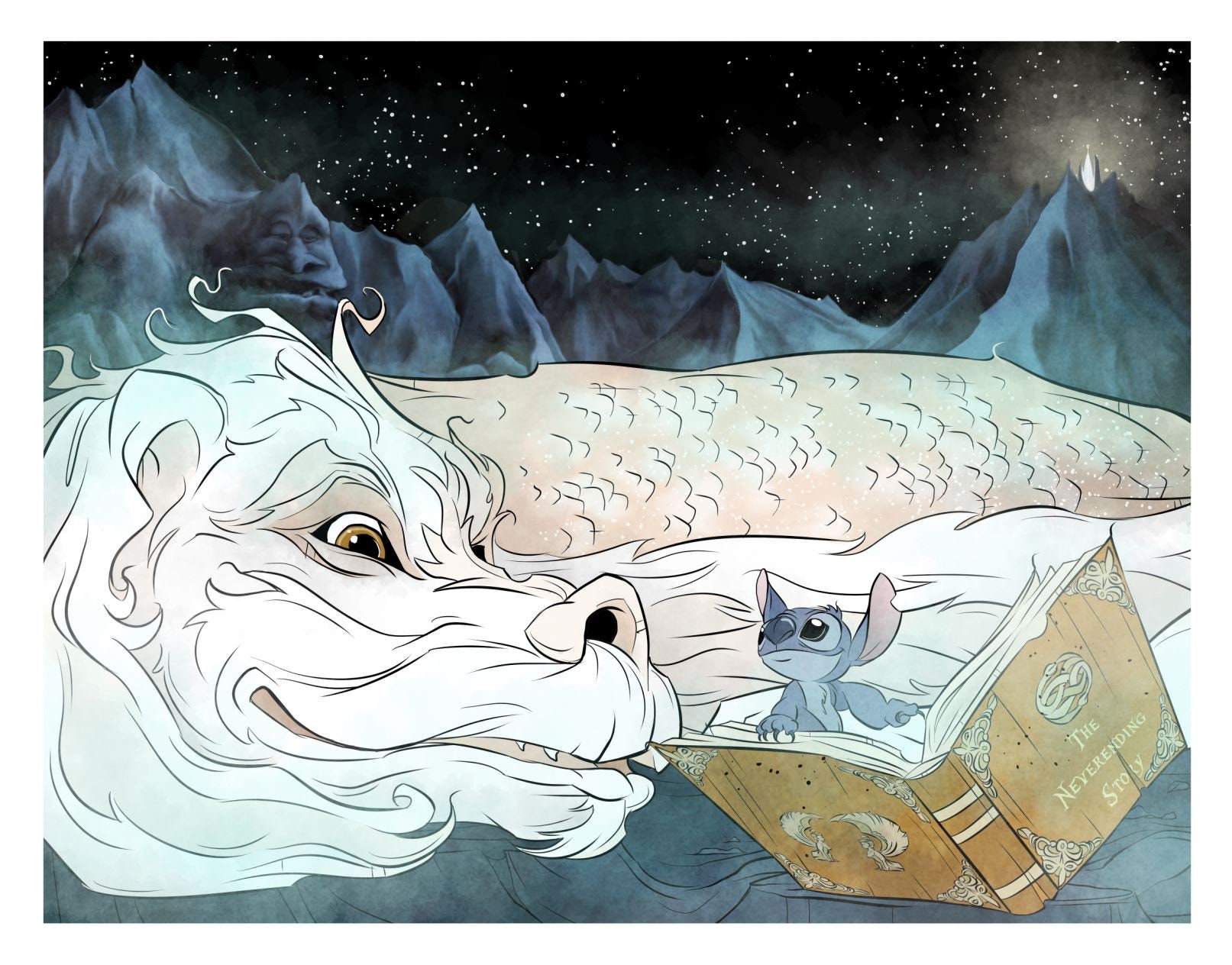 Falkor / Luck / Dragon / Stitch / Art Print / Neverending / - Etsy ...