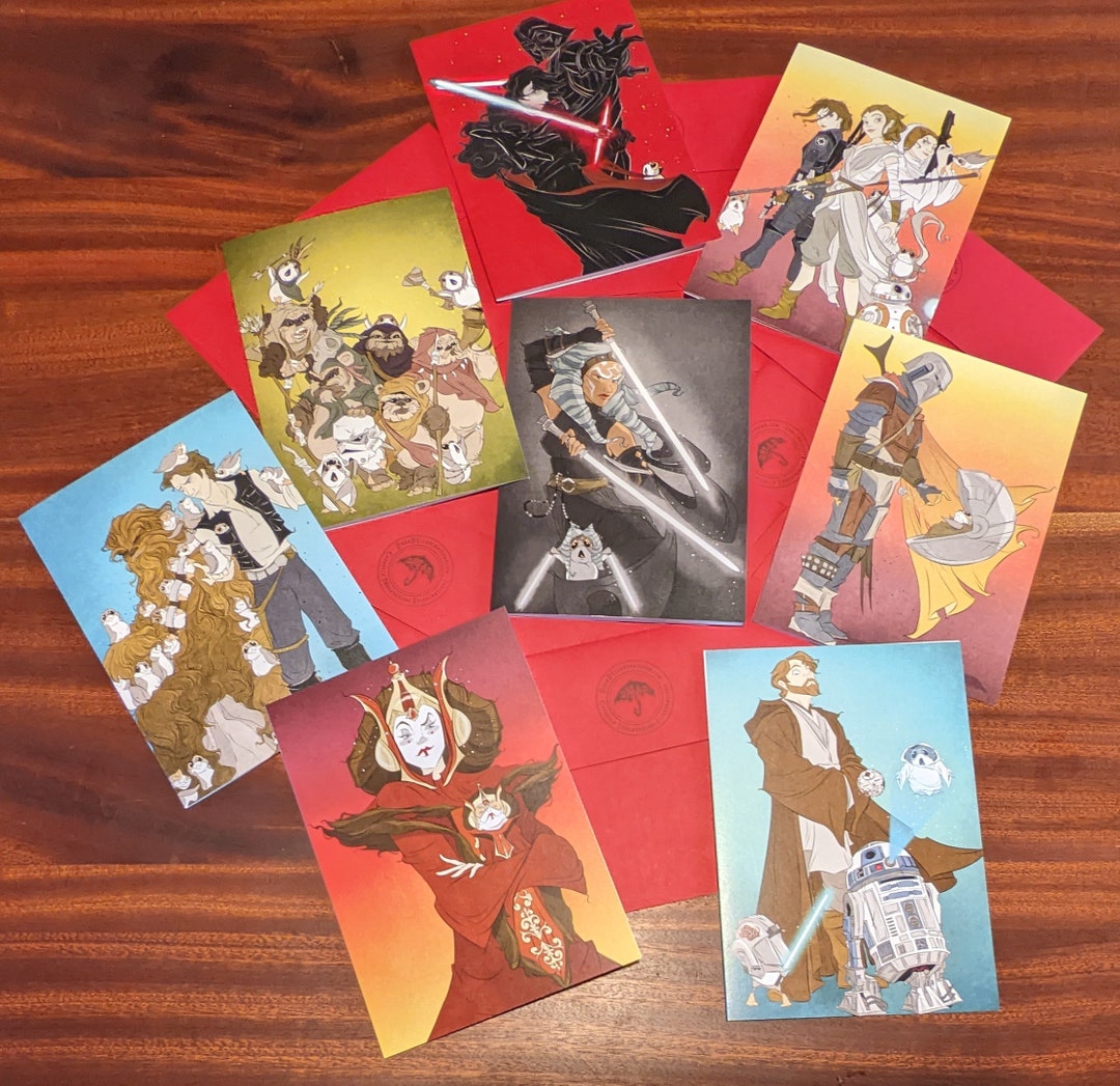 Blank / Greeting / Cards / Box / Set / SW / Sci-fi / Superhero / Space ...