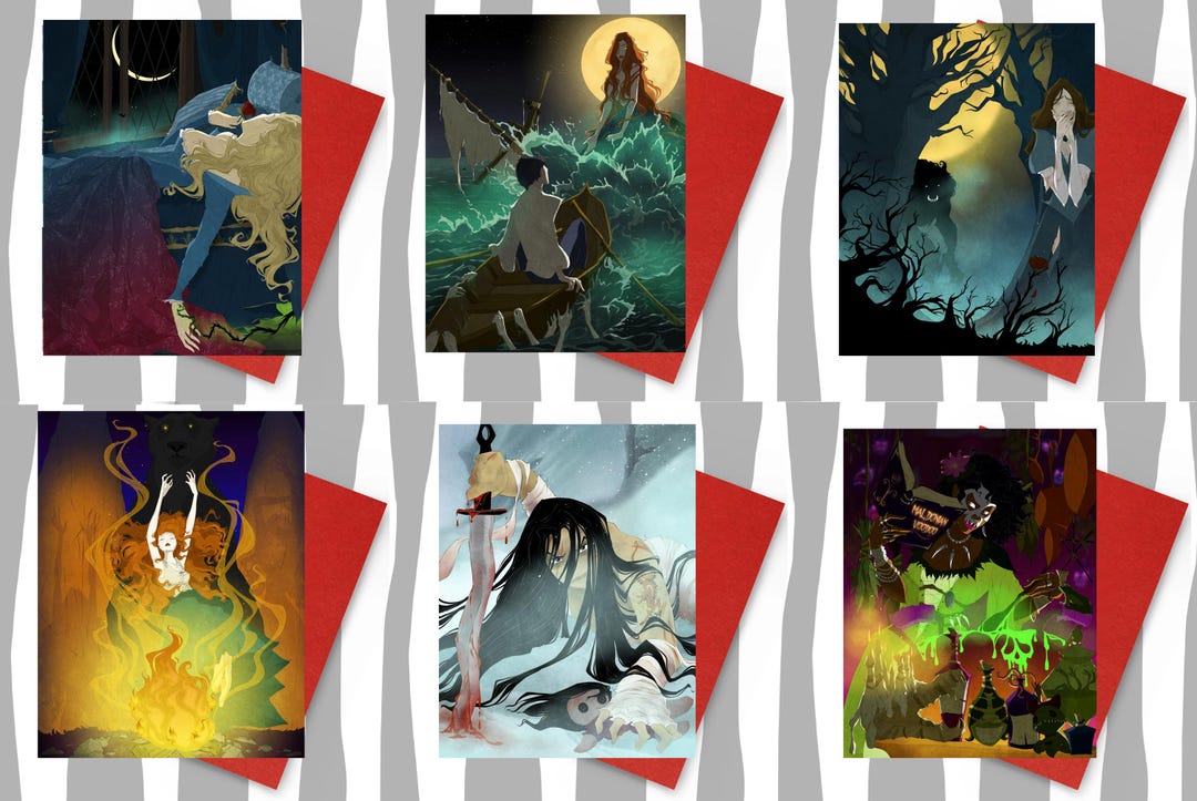 Dark Dis / Blank / Greeting / Cards / Box / Set /princess / Spooky ...