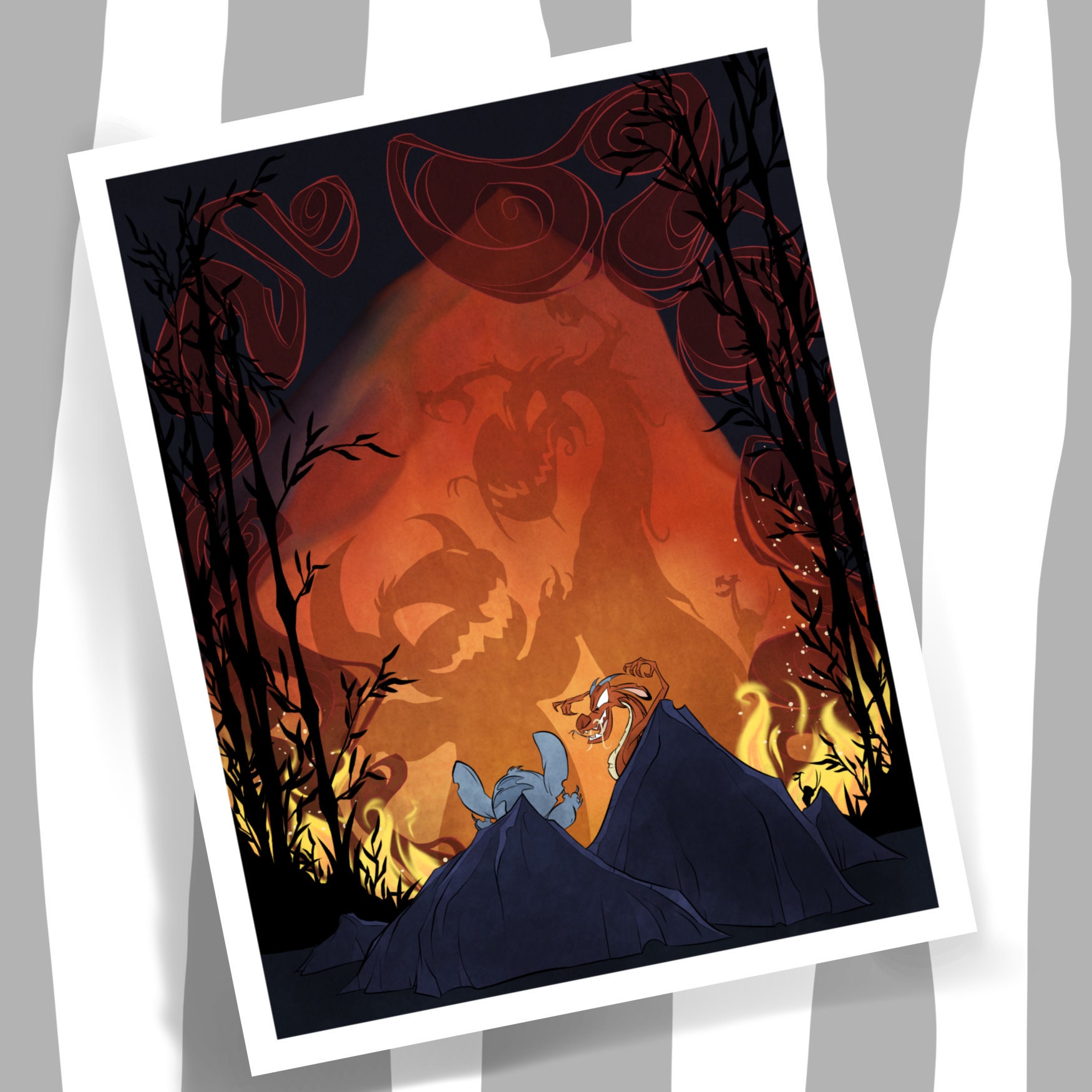 Mushu/ Chinese / Dragon / Stitch / Art Print / Mulan / Disney / Fan Art ...