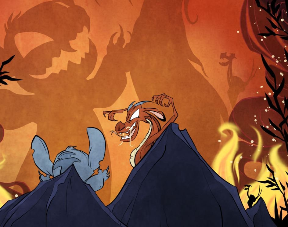 Mushu/ Chinese / Dragon / Stitch / Art Print / Mulan / Disney / Fan Art ...