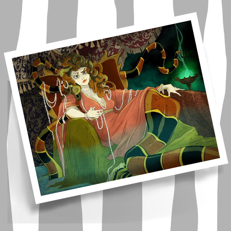 Medusa / Art Print / Gothic / Goth / Snakes / Greek / Mythology ...