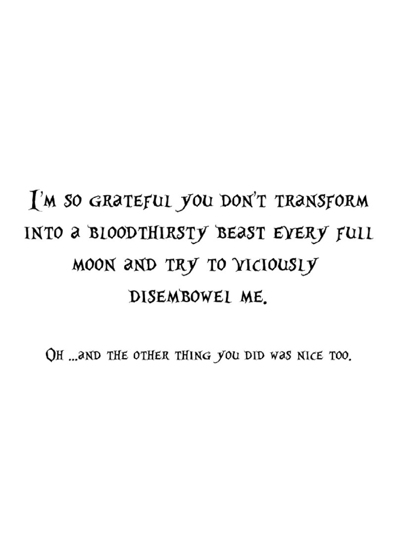 Thank You / Card / Funny / Dark Humor / Thanks / Werewolf / - Etsy