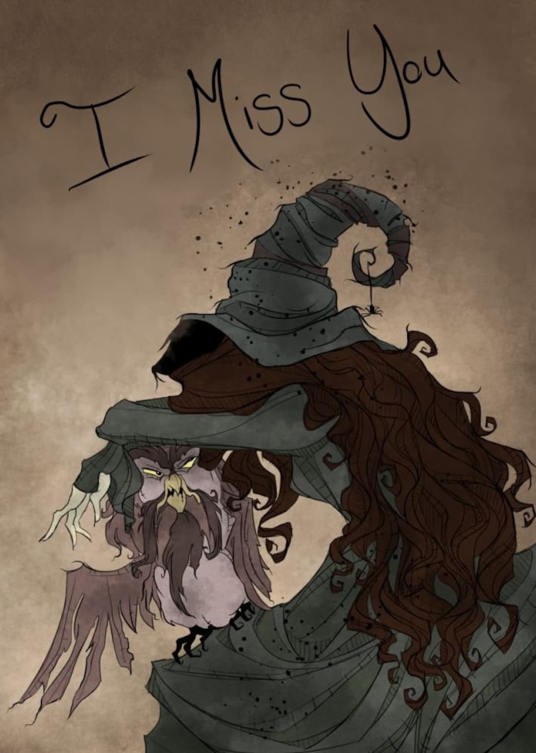 Miss You / Thinking of You / Card / Greeting / Witch / Owl / Wicked ...